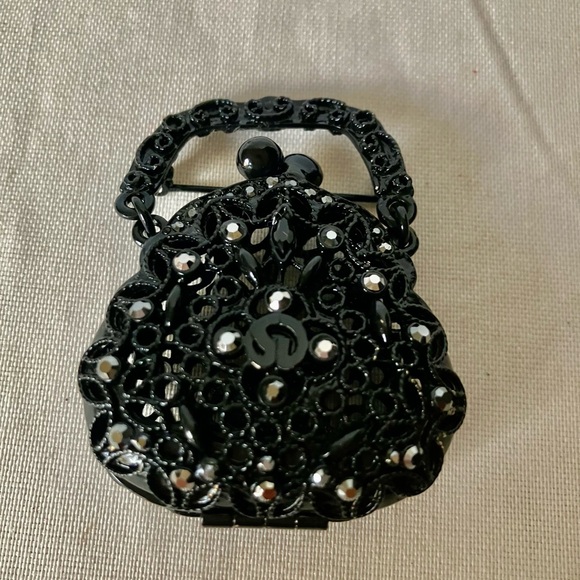 St. John | Jewelry | St John Sj Black Filigree Bling Open Close Purse ...
